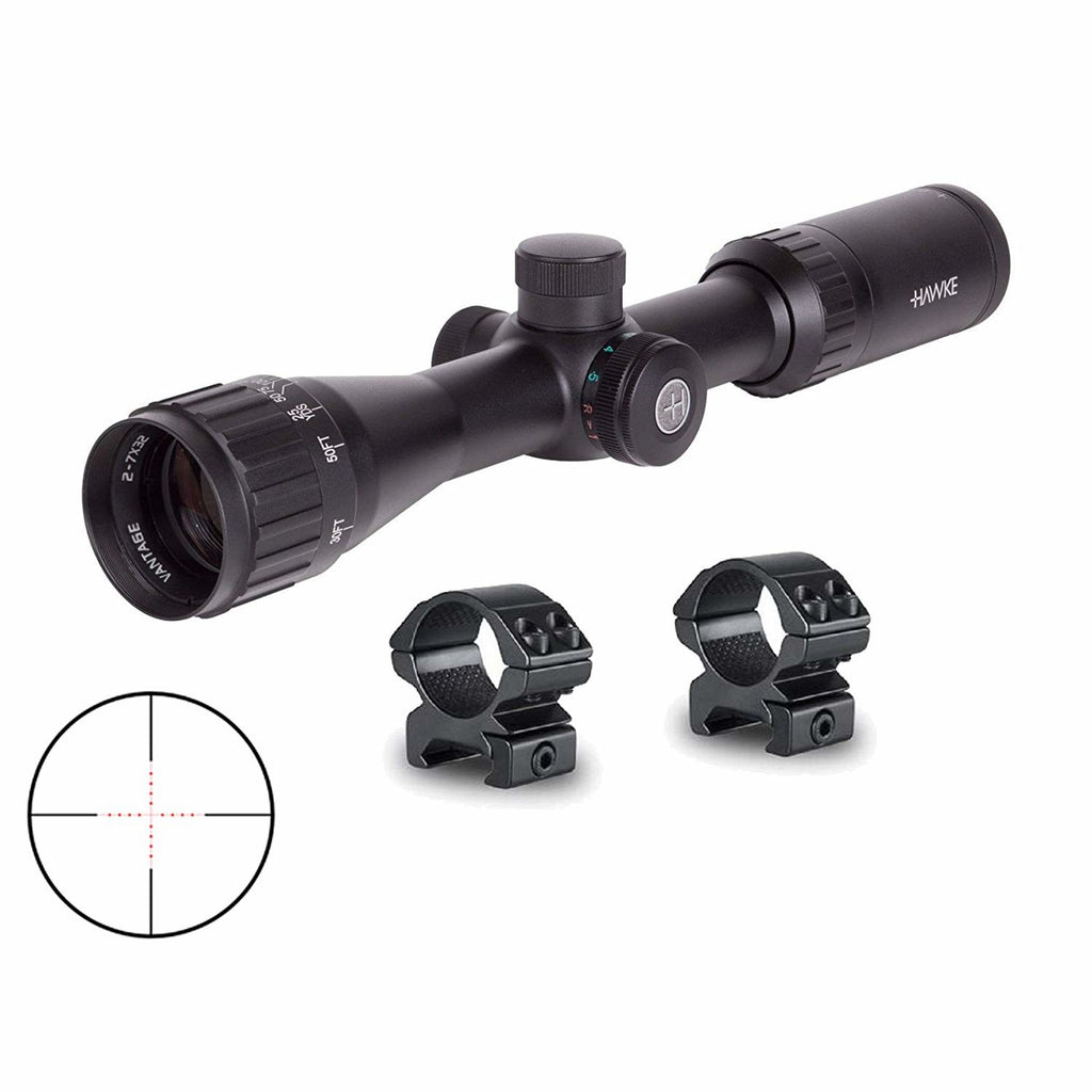 Hawke Optics Vantage IR Riflescope 1" Tube 2-7×32 AO MIL DOT IR w/ Sco ...
