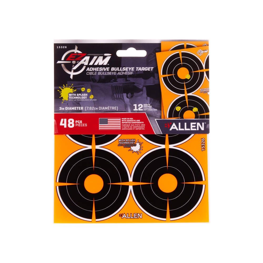 EZ Aim Adhesive Splash Reactive Paper Shooting Targets, 3" Bullseye ...