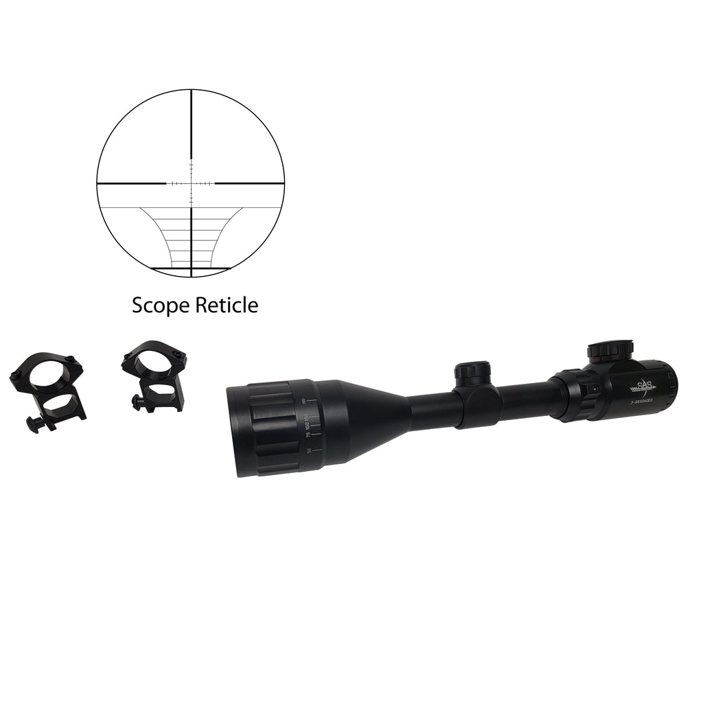 SAS Hunting 3-9x50 AO Red/Green Illuminated Crossbow Scope Rangefinder ...