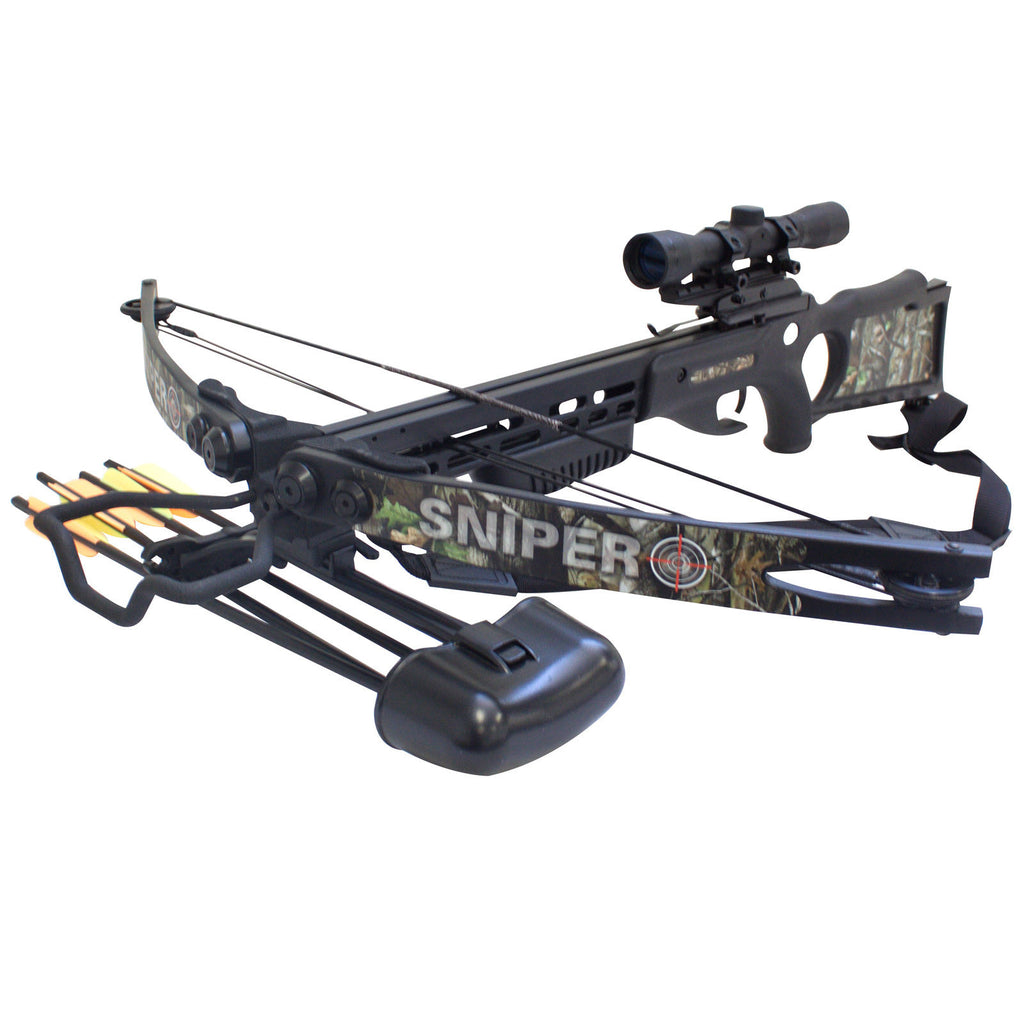 SAS Sniper 150lbs Next G1 Camo Crossbow Package with Quiver Arrows - O ...